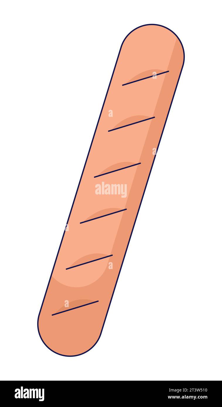 Baguette french bread 2D linear cartoon object Stock Vector Image & Art ...