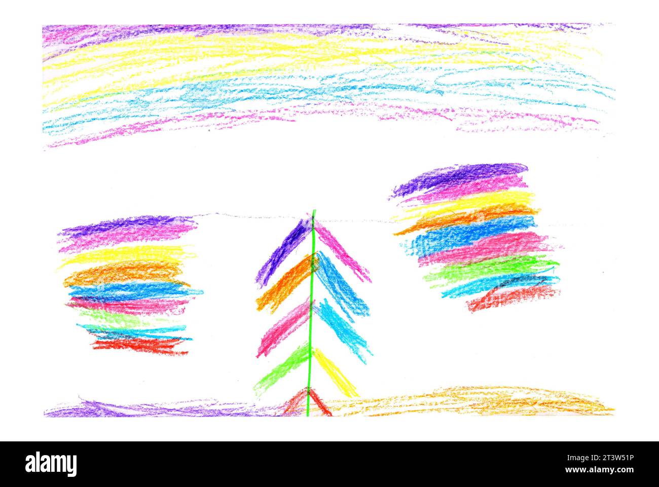Rainbow drawing with pencils. Abstraction. Hand drawn. Illustration ...