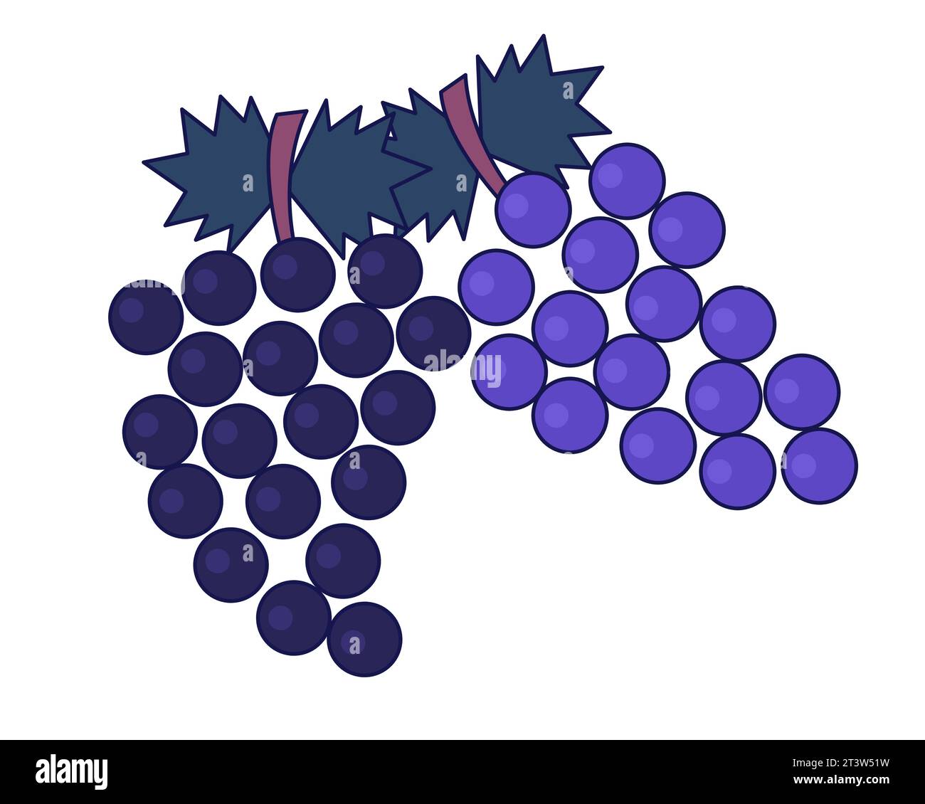 Autumn bunch of grapes 2D linear cartoon object Stock Vector Image ...