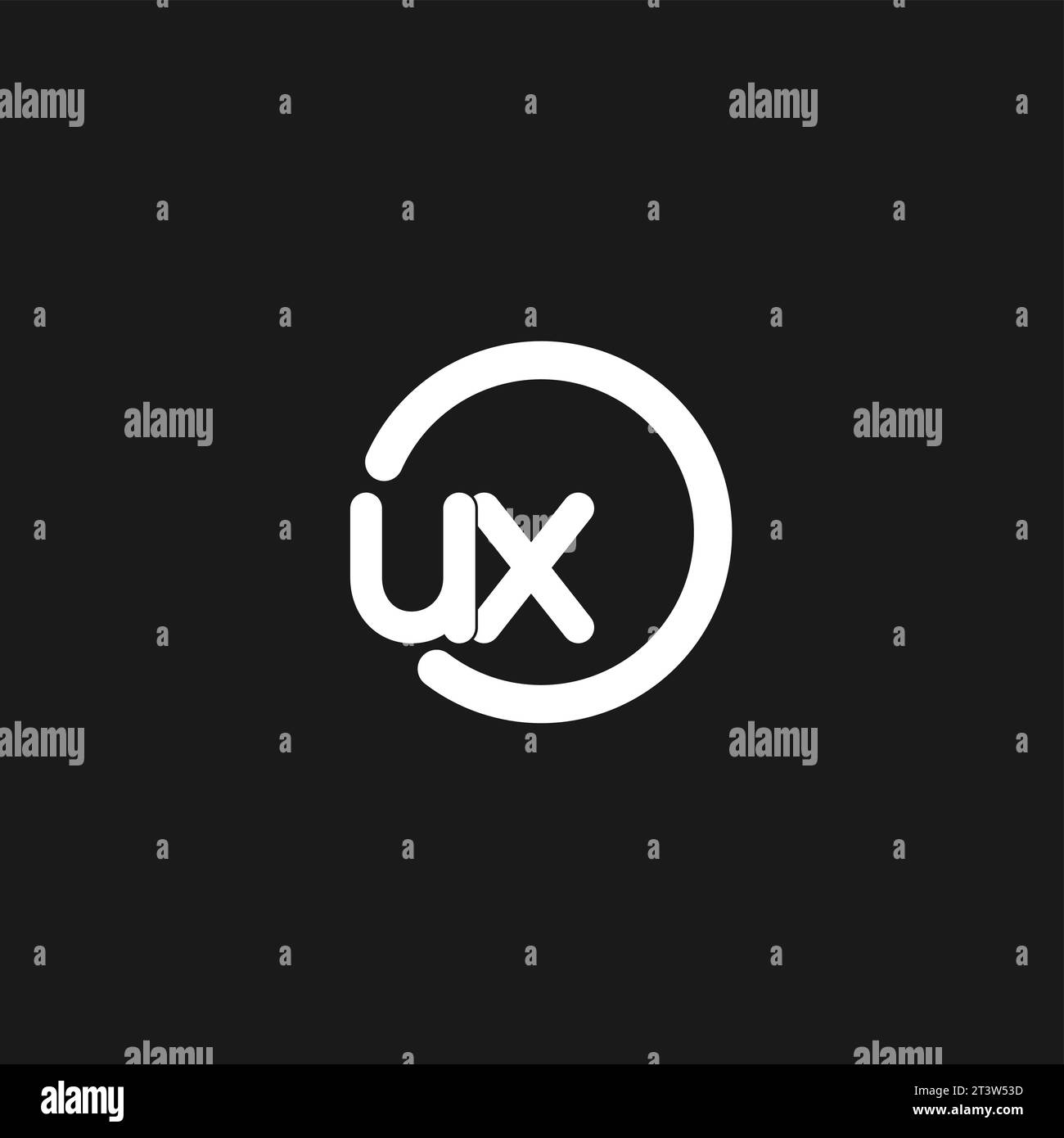 Initials UX logo monogram with simple circles lines vector graphic ...