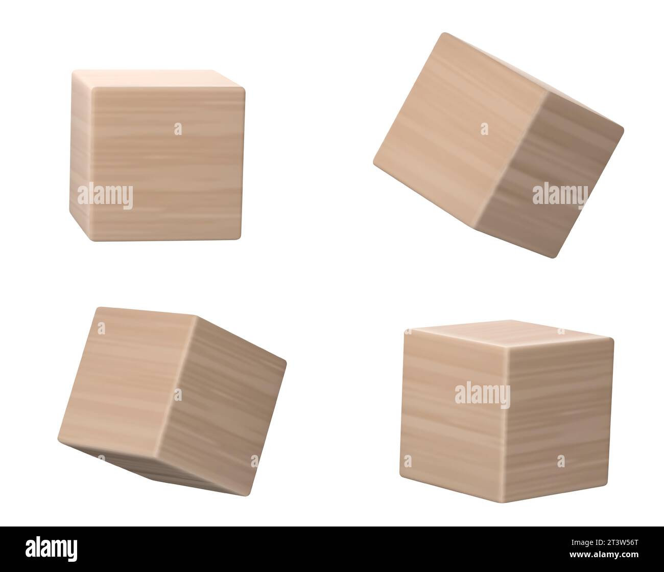3d wood cube block realistic vector for word game isolated on white ...