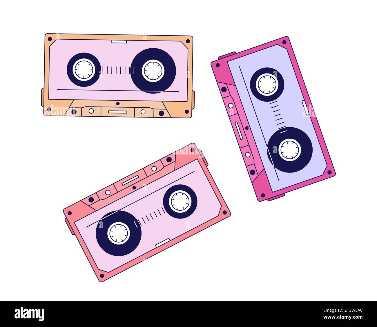 Old cassette tapes 2D linear cartoon object Stock Vector Image & Art ...