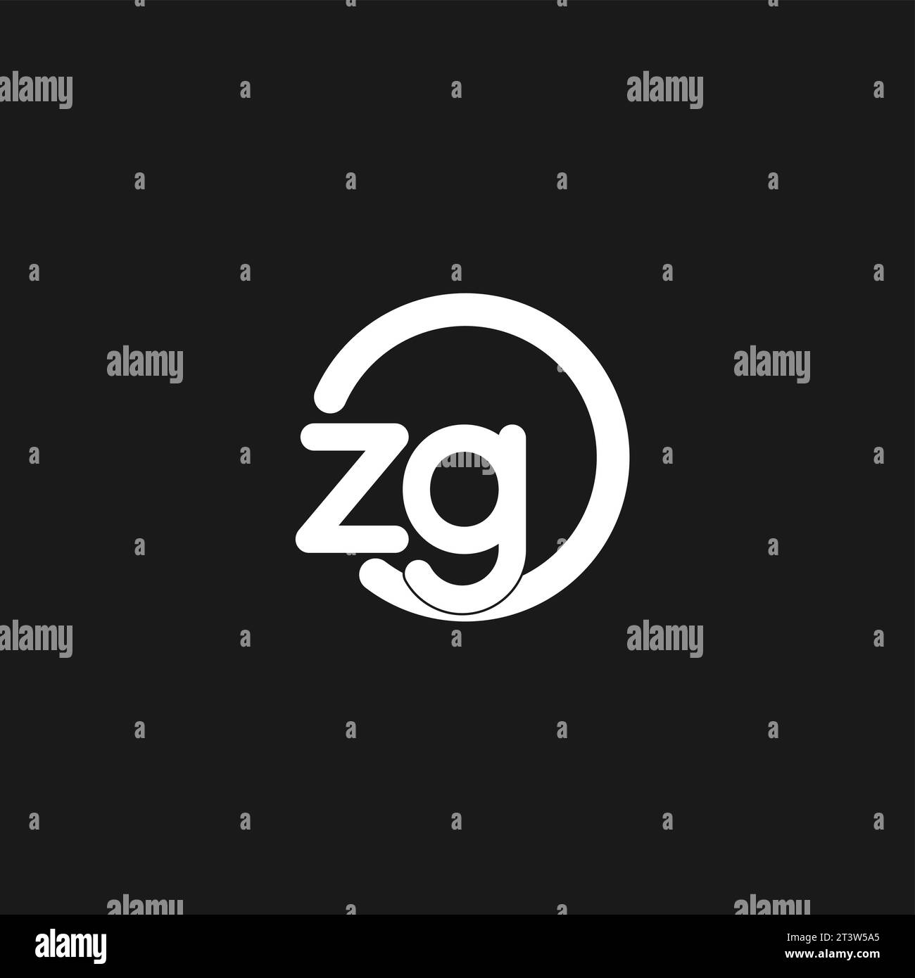 Initials ZG logo monogram with simple circles lines vector graphic ...