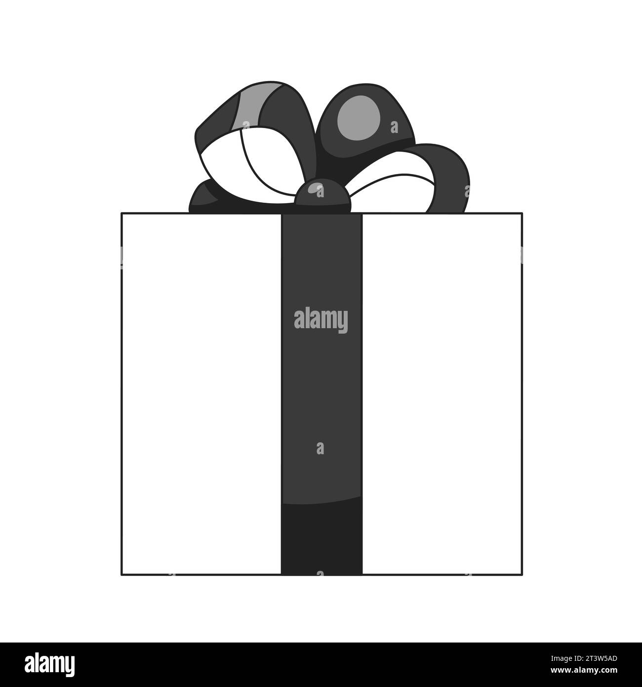 Ribbon gift box cute black and white 2D cartoon object Stock Vector ...