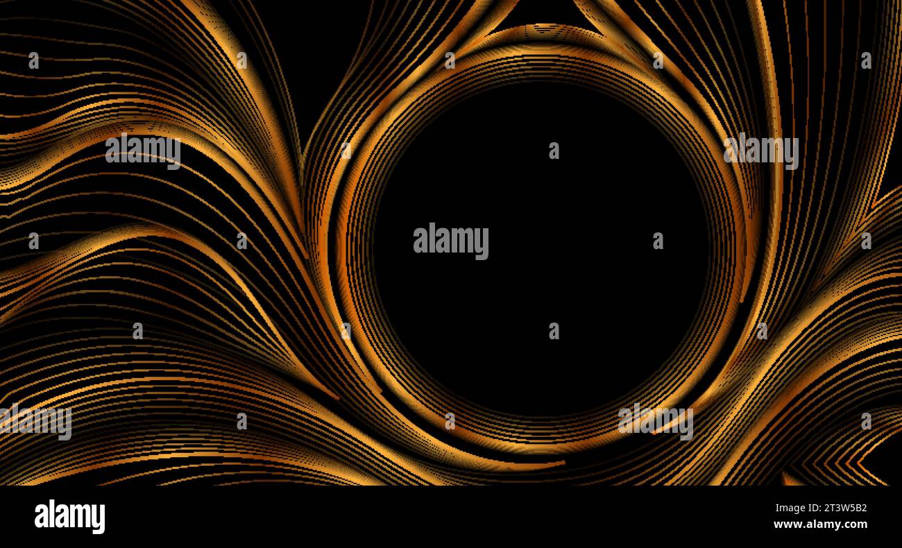 Luxury golden refracted curved waves pattern abstract background. Art ...