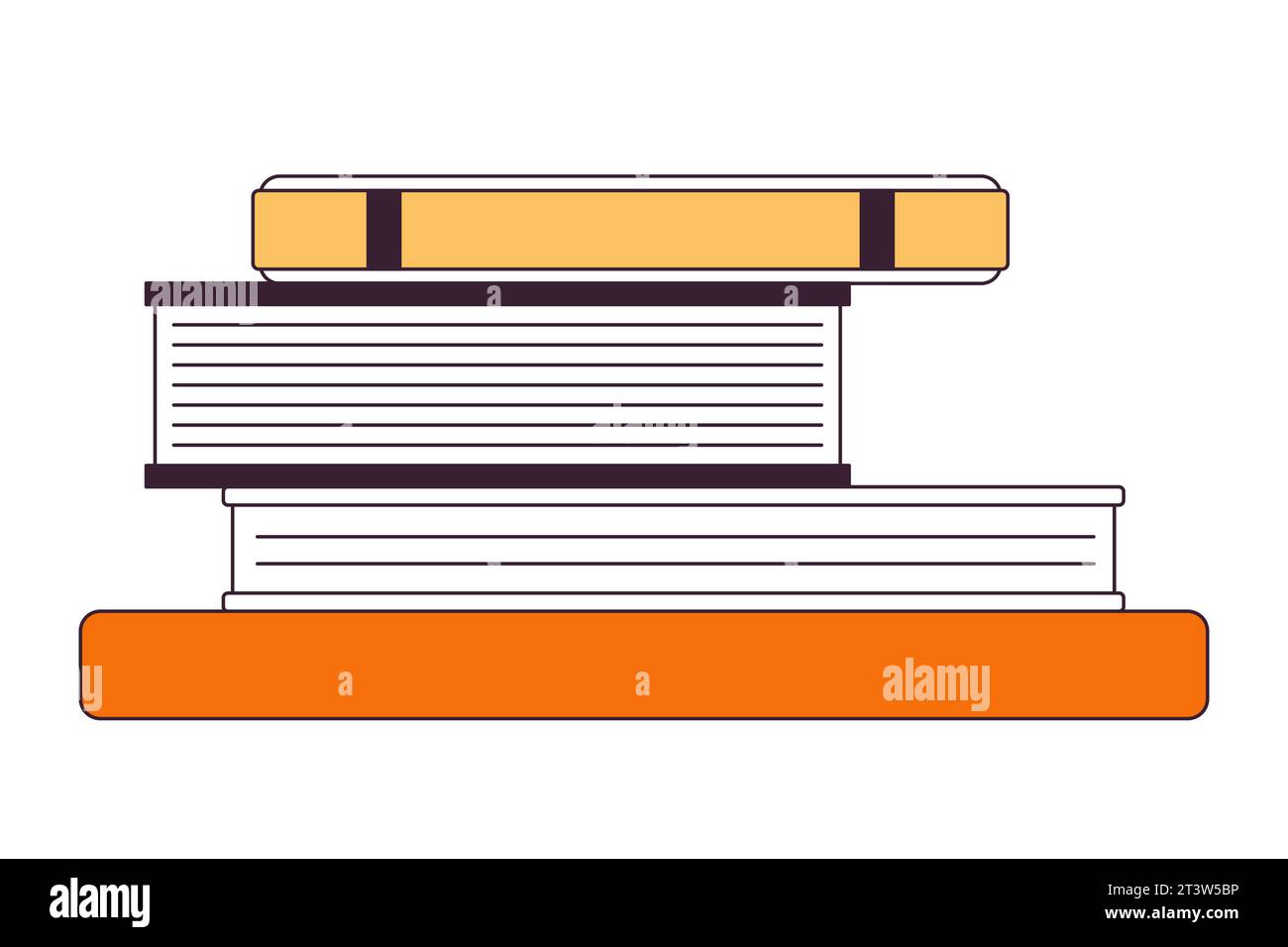 Stacked Books Textbooks 2d Linear Cartoon Object Stock Vector Image