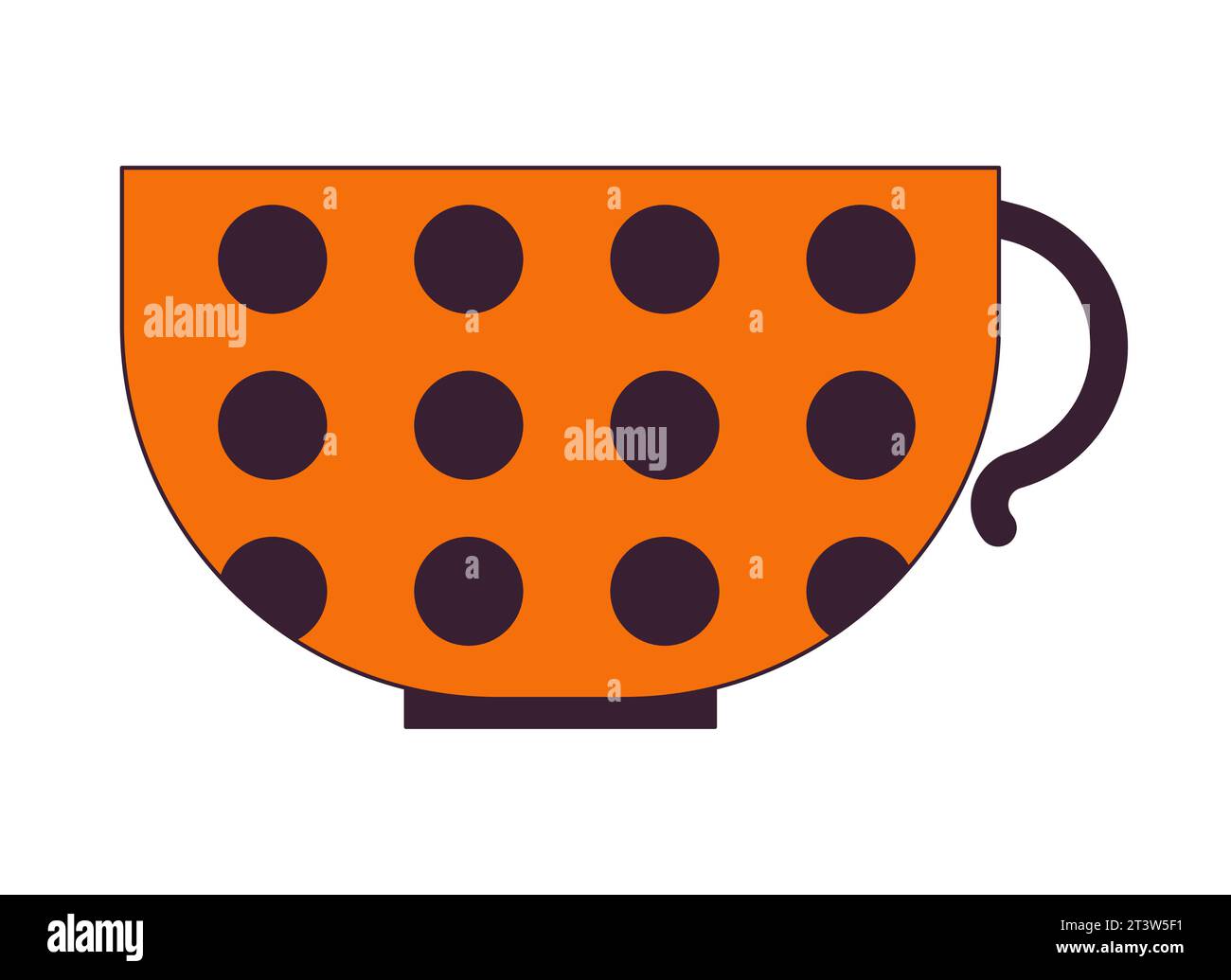 Polka dot big round mug 2D linear cartoon object Stock Vector Image ...