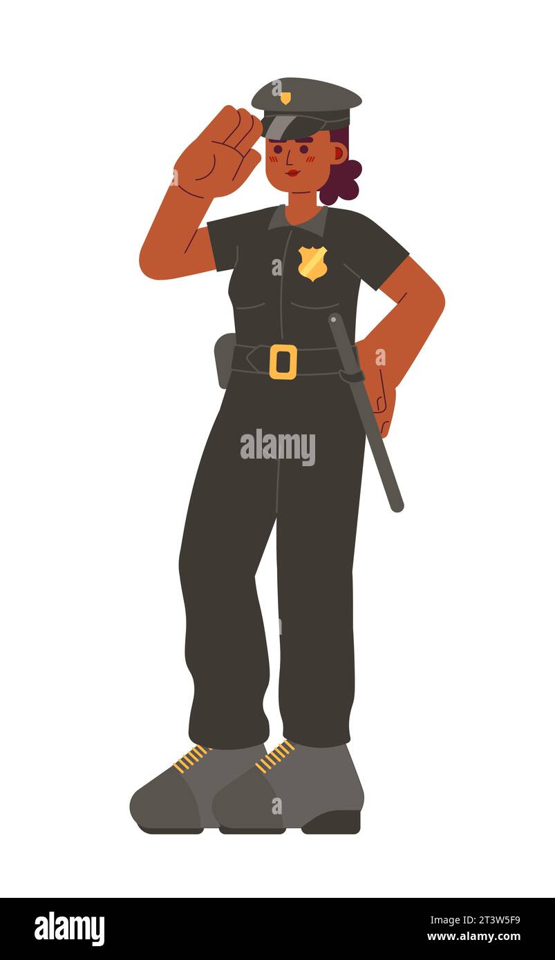 Police officer woman saluting cartoon flat illustration Stock Vector ...