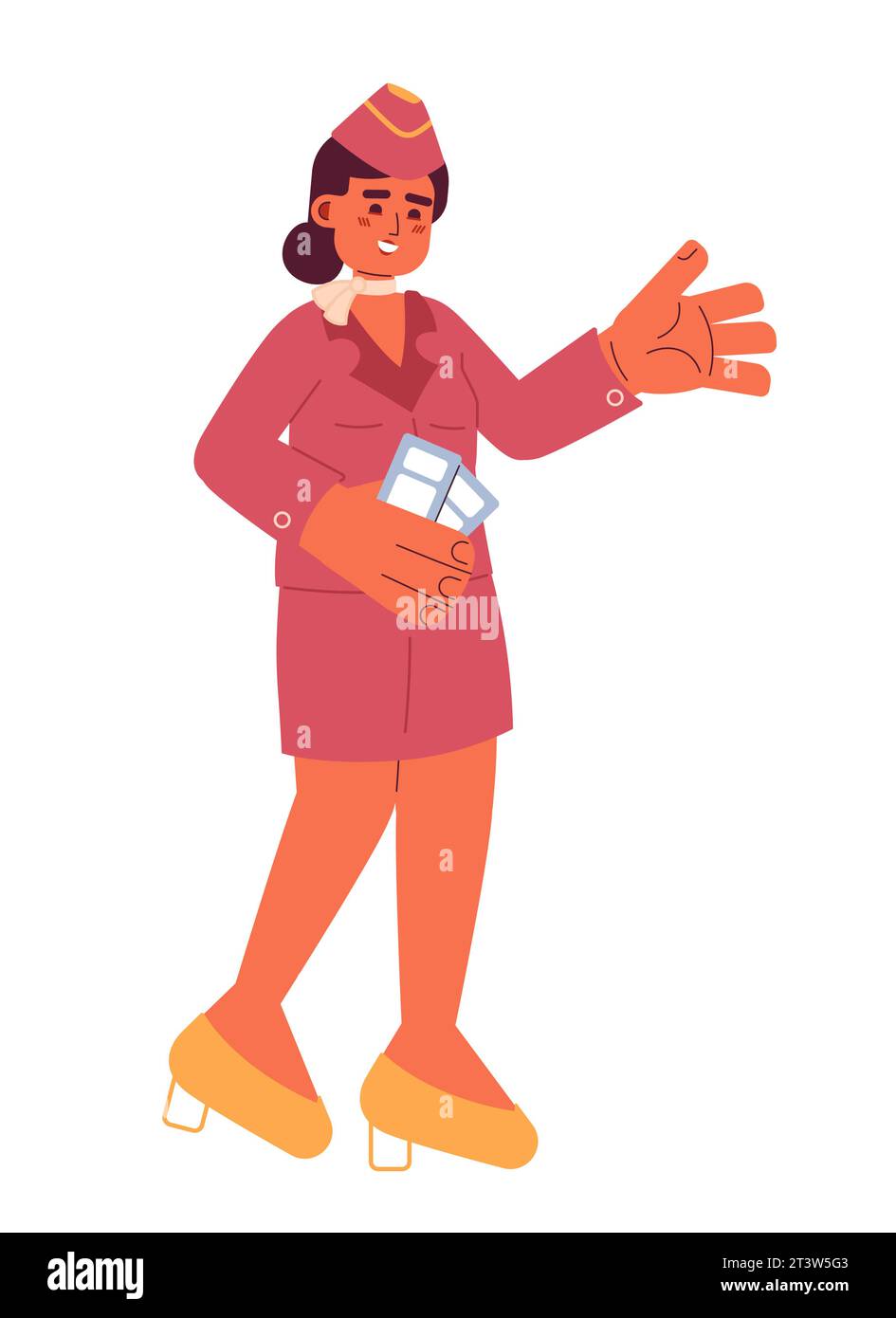 Stewardess flight attendant cartoon flat illustration Stock Vector ...
