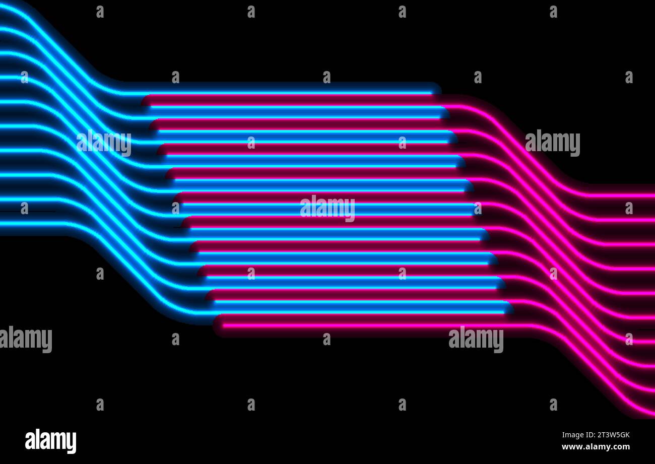 Blue and purple neon curved lines retro abstract background. Futuristic ...