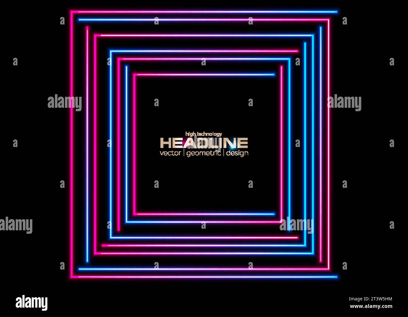 Pink and blue glowing neon tech squares abstract background. Vector ...