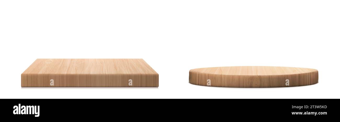 Brown wooden plates as product display podium. 3D render vector ...