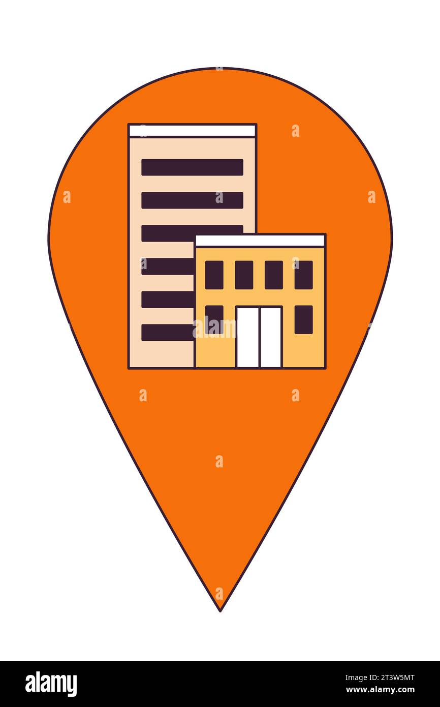Condo Apartments Map Pinpoint 2d Linear Cartoon Object Stock Vector