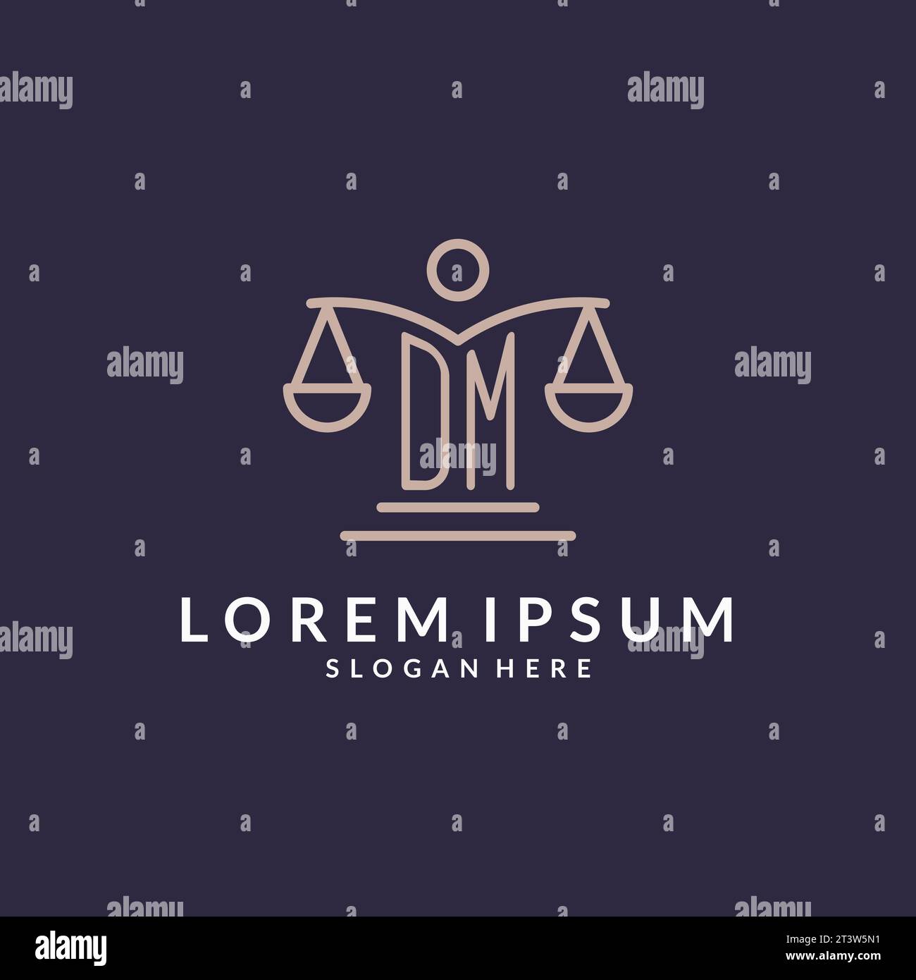 DM initials combined with the scales of justice icon, design ...