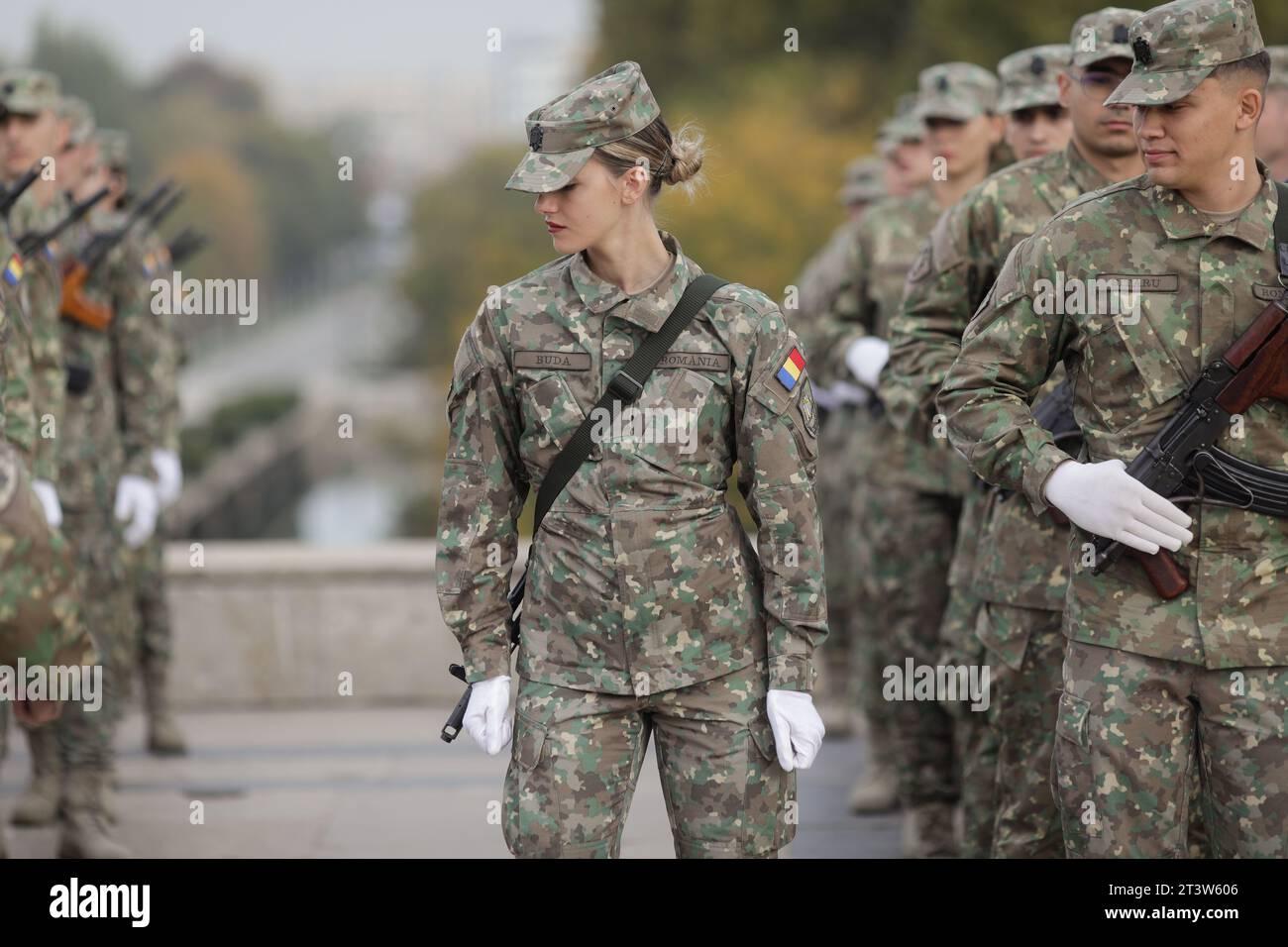 Bucharest, Romania - October 25, 2023: Romanian young female cadet at a ...