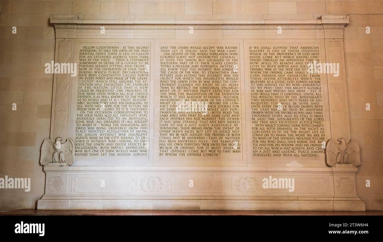 President Lincoln's second inaugural address at the Lincoln Memorial ...