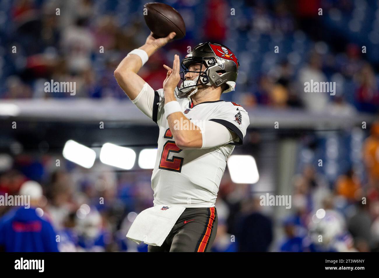 Tampa Bay Buccaneers quarterback Kyle Trask (2) warms up before an NFL ...