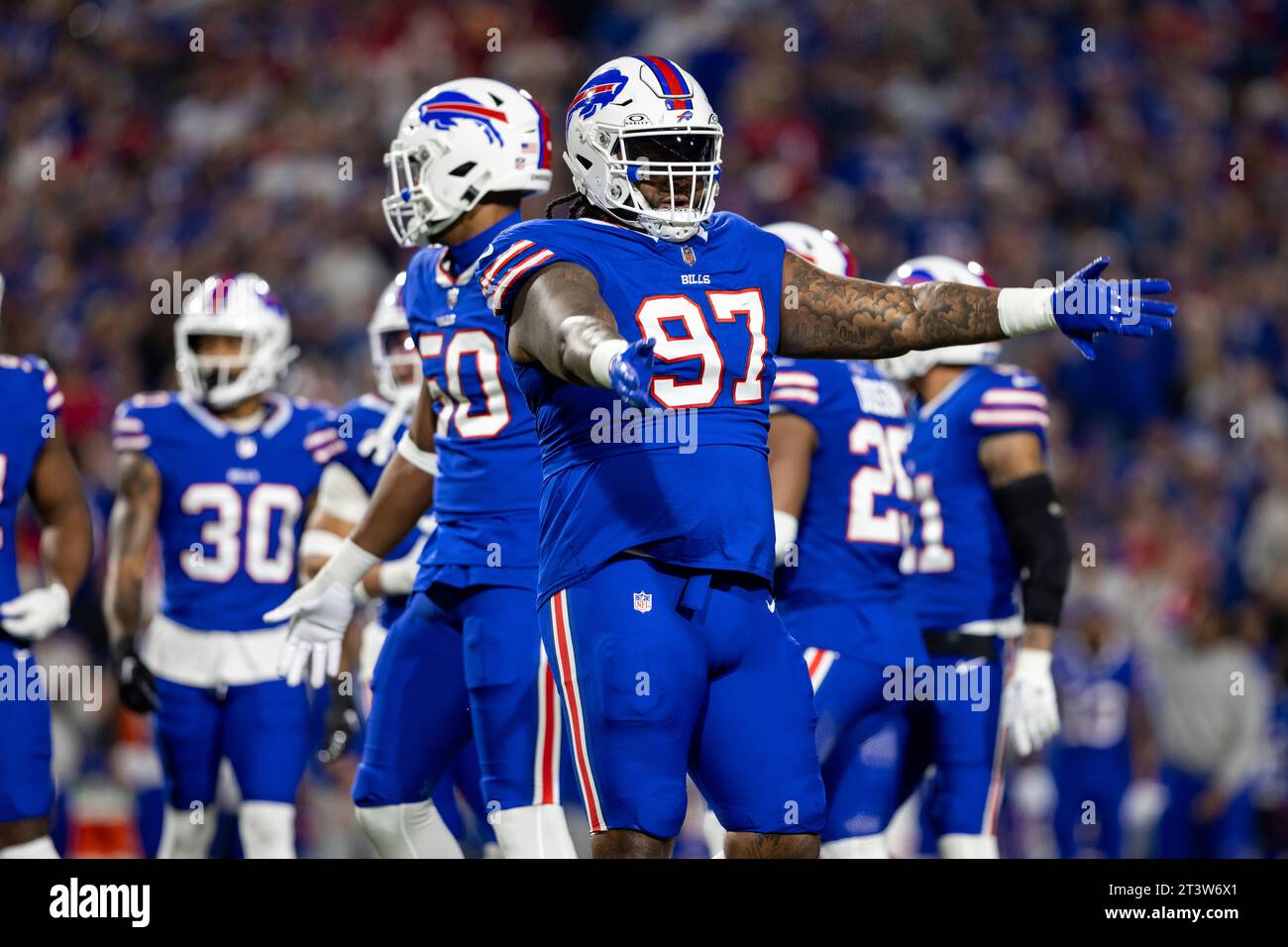 Buffalo Bills defensive tackle Jordan Phillips (97) reacts during an ...