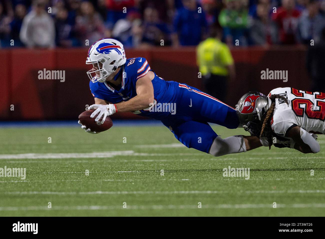 Buffalo Bills tight end Dalton Kincaid (86) is tackled after a catch by ...
