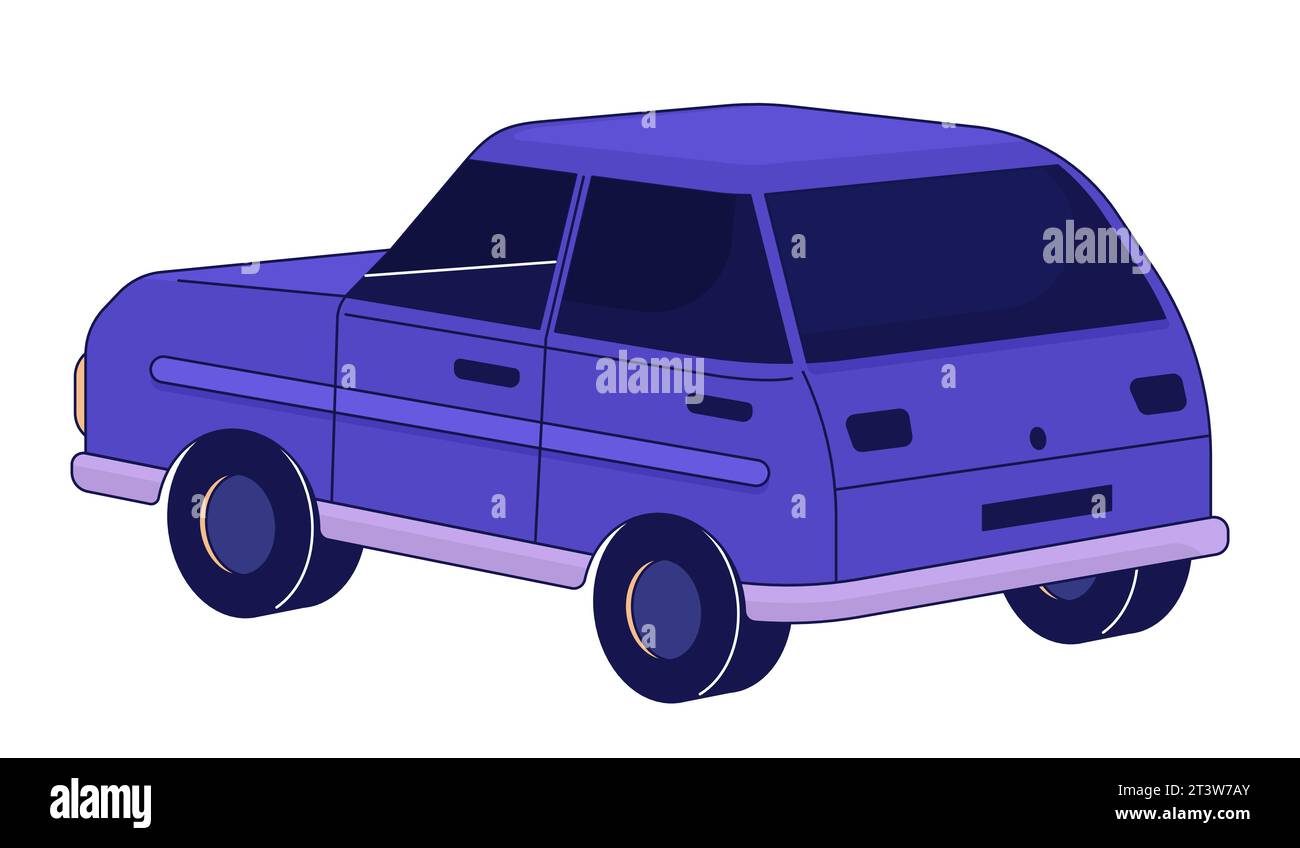 Rear view car retro 2D linear cartoon object Stock Vector Image & Art ...