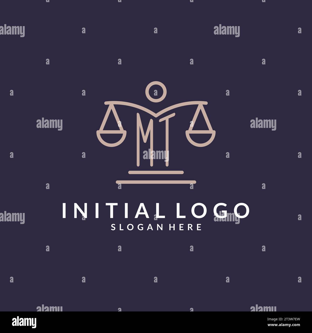 MT initials combined with the scales of justice icon, design ...