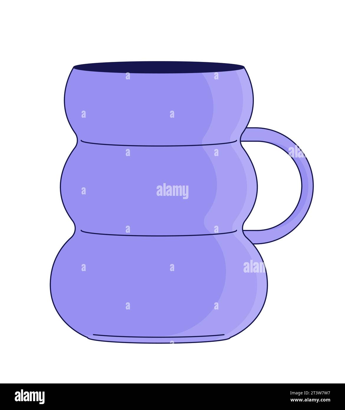 Nordic style ceramic mug 2D linear cartoon object Stock Vector Image ...