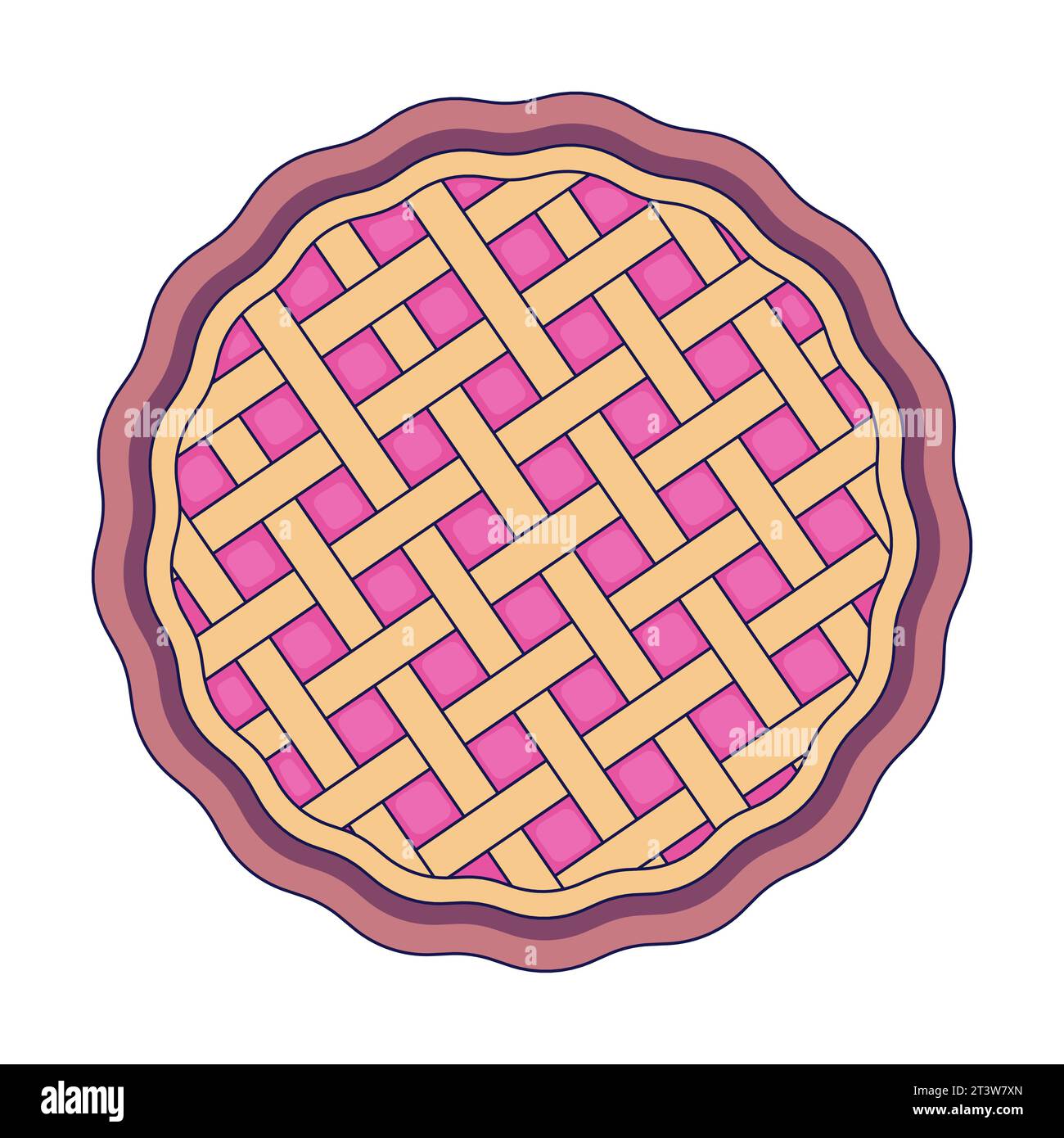 Refreshing summer pie crust top view 2D linear cartoon object Stock ...