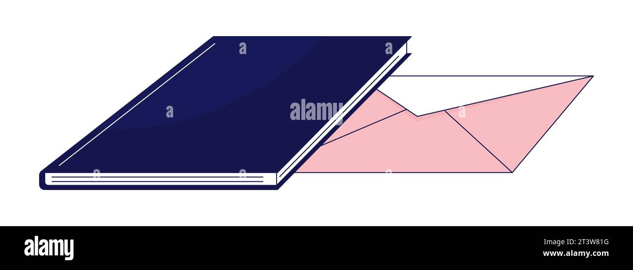 Hardcover notebook envelope 2D linear cartoon object Stock Vector Image ...