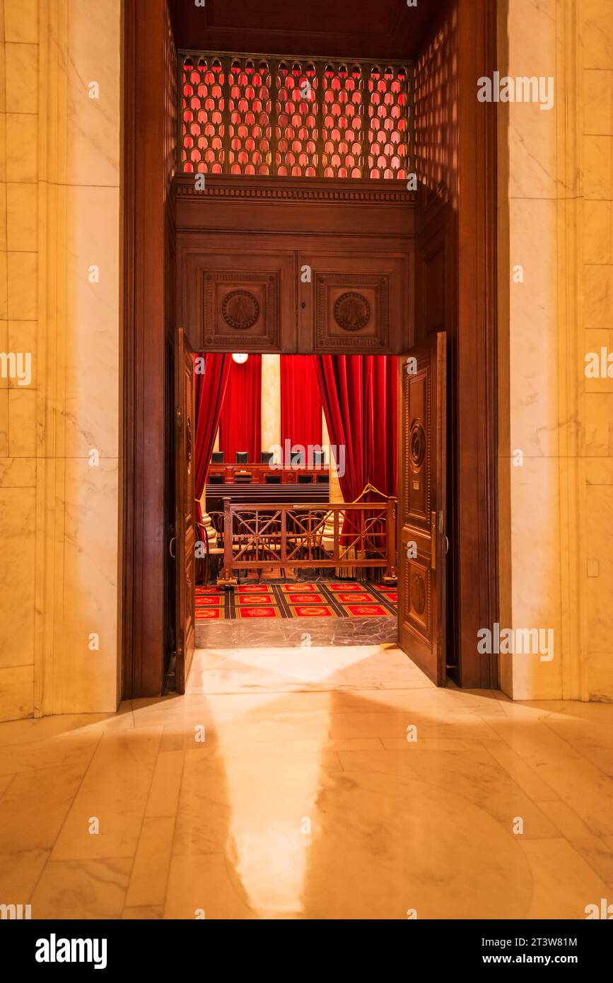 The courtroom of the United States Supreme Court, Washington, DC USA ...
