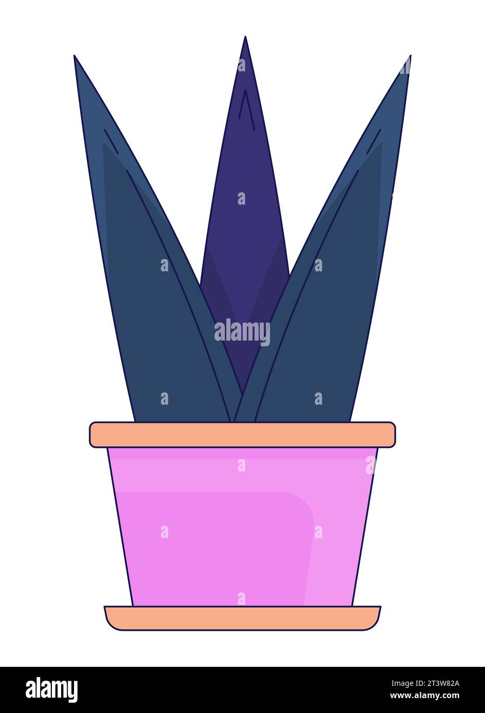 Potted plant sharp leaves 2D linear cartoon object Stock Vector Image ...