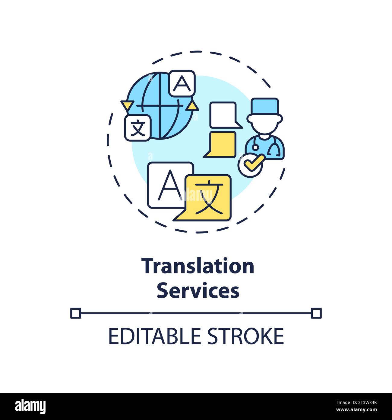 2D thin linear icon translation services concept Stock Vector Image ...