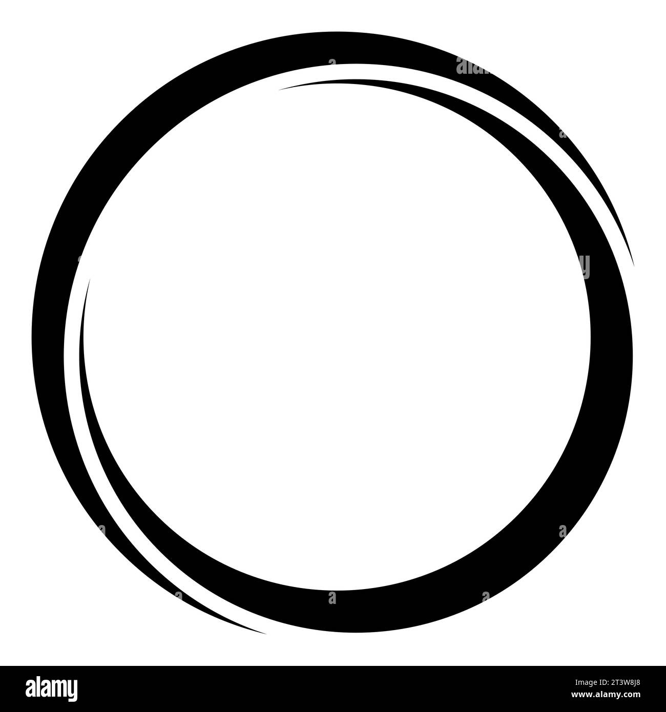 Round curve frame black white moon ornament, circle border doodle Stock ...