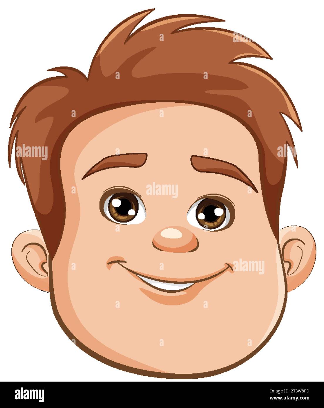 A cheerful chubby teen man with a cartoon-style vector illustration ...