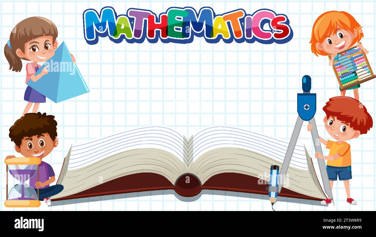 Students Holding Math Elements on Open Book illustration Stock Vector ...