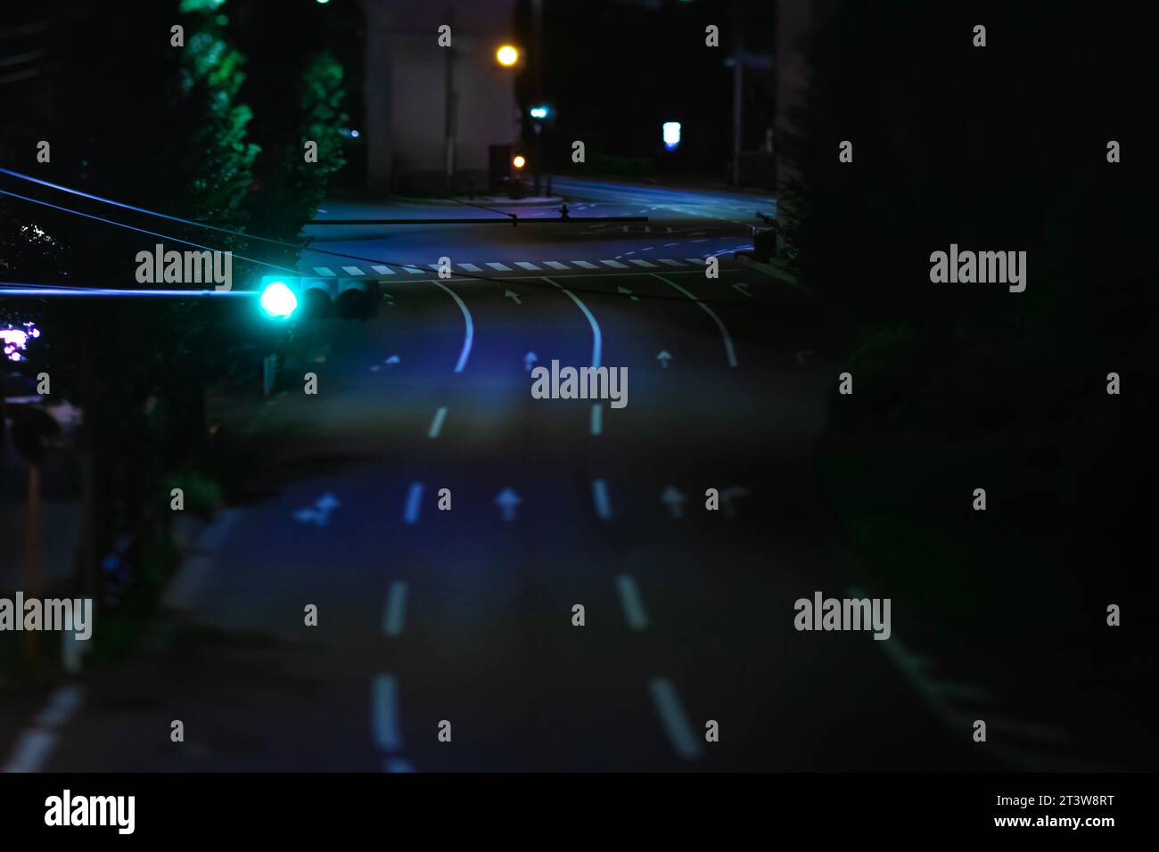 A night miniature empty street at the city intersection Stock Photo - Alamy