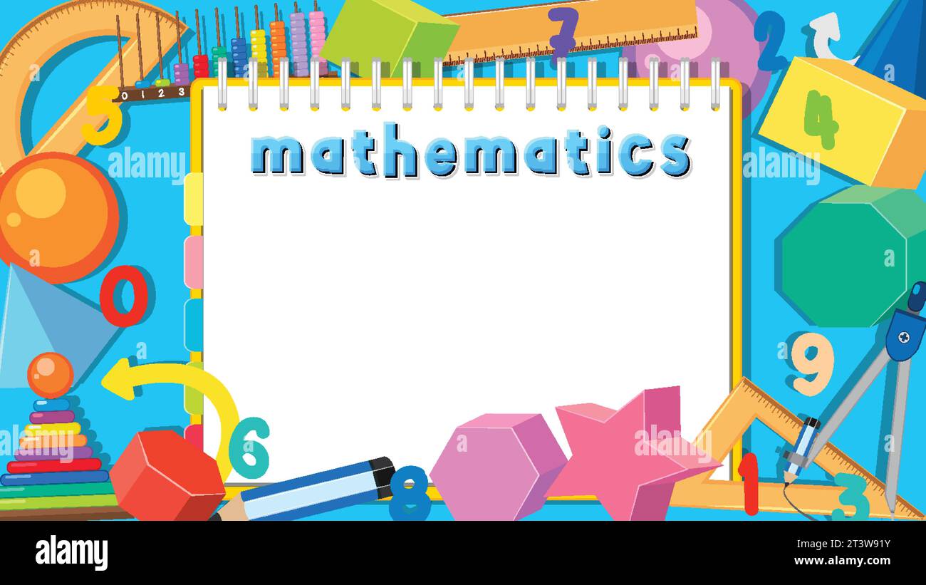 Mathematics Notebook with Math Tools Background illustration Stock ...