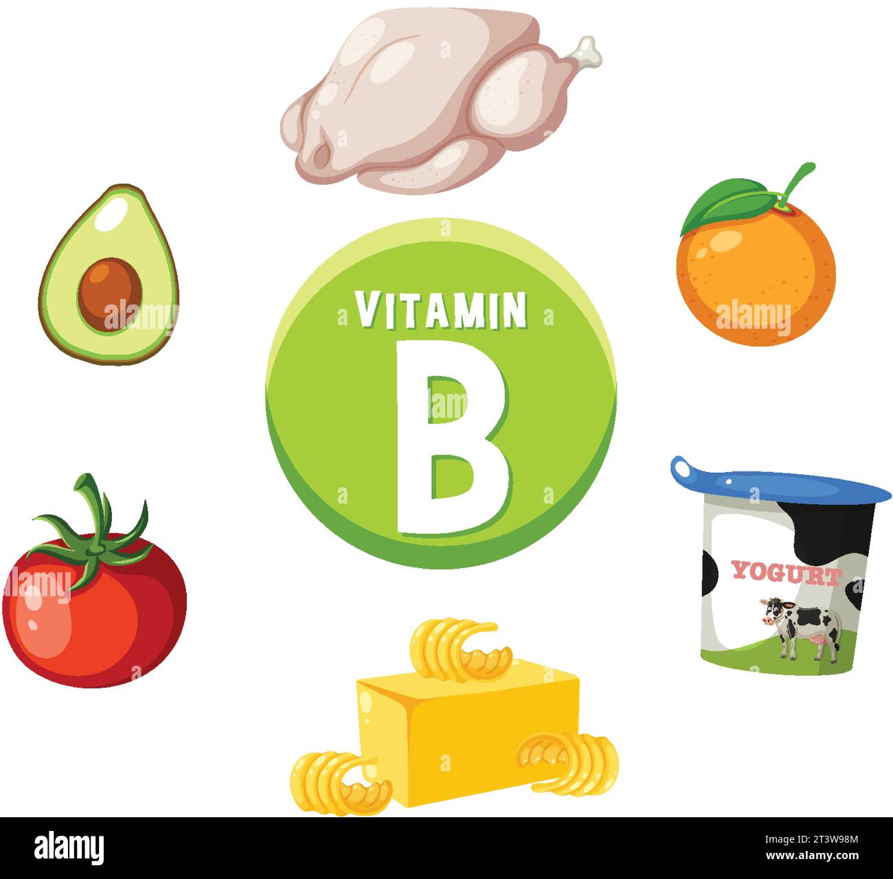 A Colorful Vector Illustration Of Vitamin B Rich Foods Stock Vector Image And Art Alamy