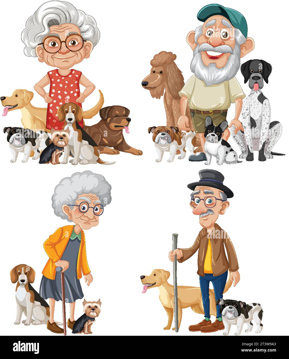 A heartwarming illustration of elderly characters enjoying time with ...