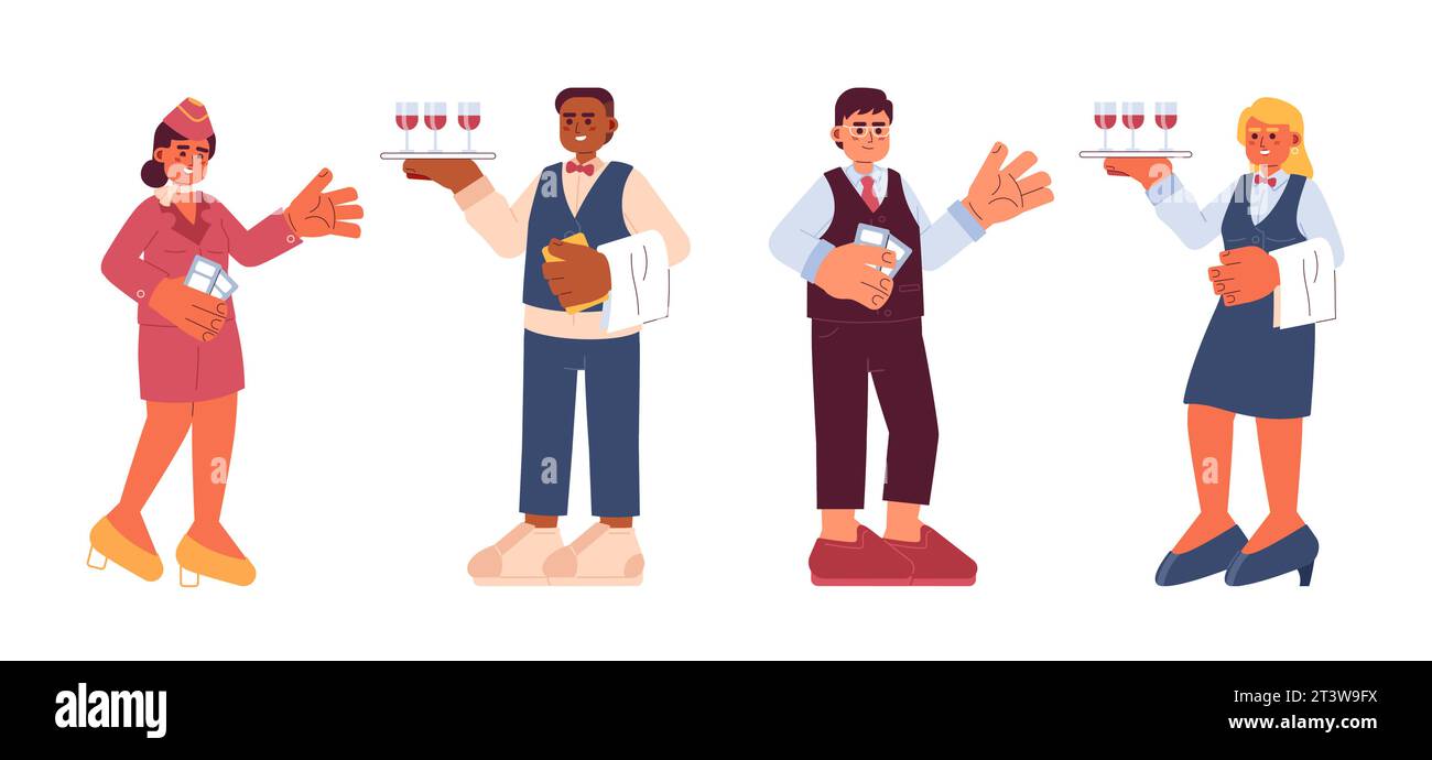 Cartoon image waiter tray color Cut Out Stock Images & Pictures - Alamy