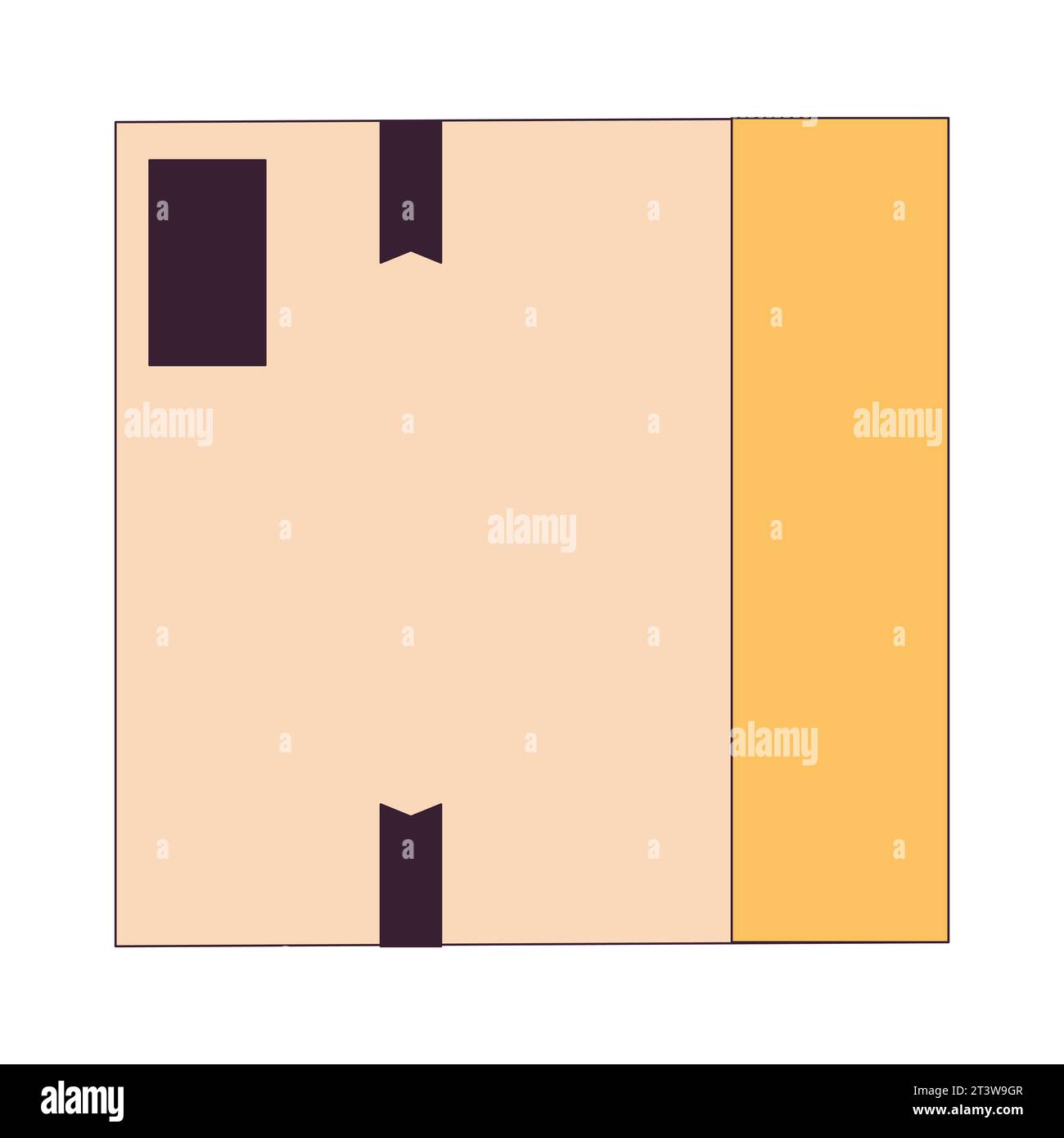 Cardboard Box Closed 2d Linear Cartoon Object Stock Vector Image And Art