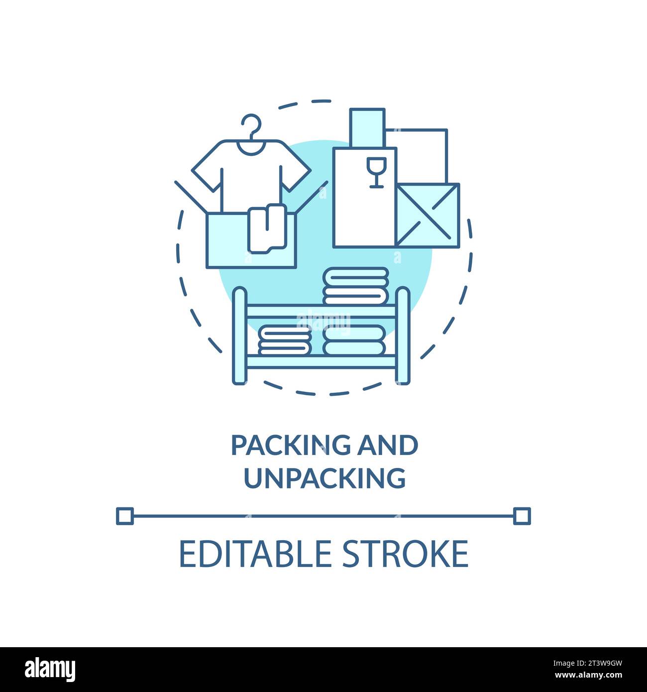 2D simple thin linear blue packing and unpacking icon Stock Vector ...