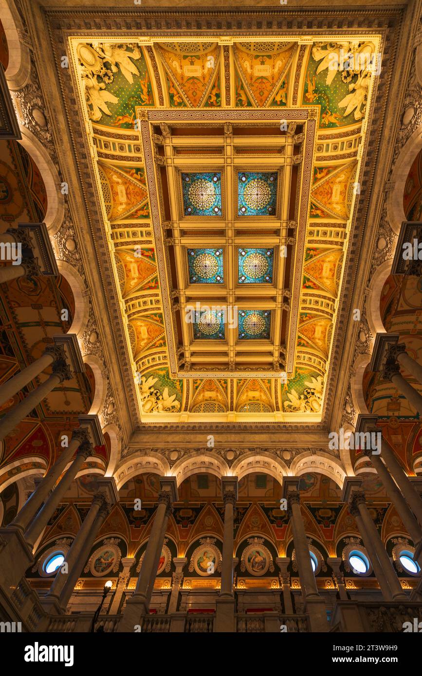 The ceiling of the Library of Congress, Washington, DC USA Stock Photo ...