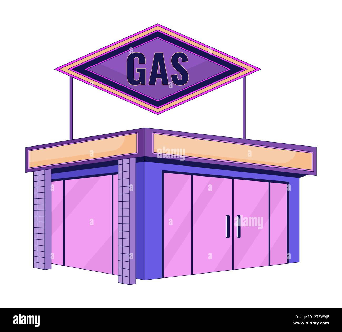 Gas station convenience store 2D linear cartoon object Stock Vector ...
