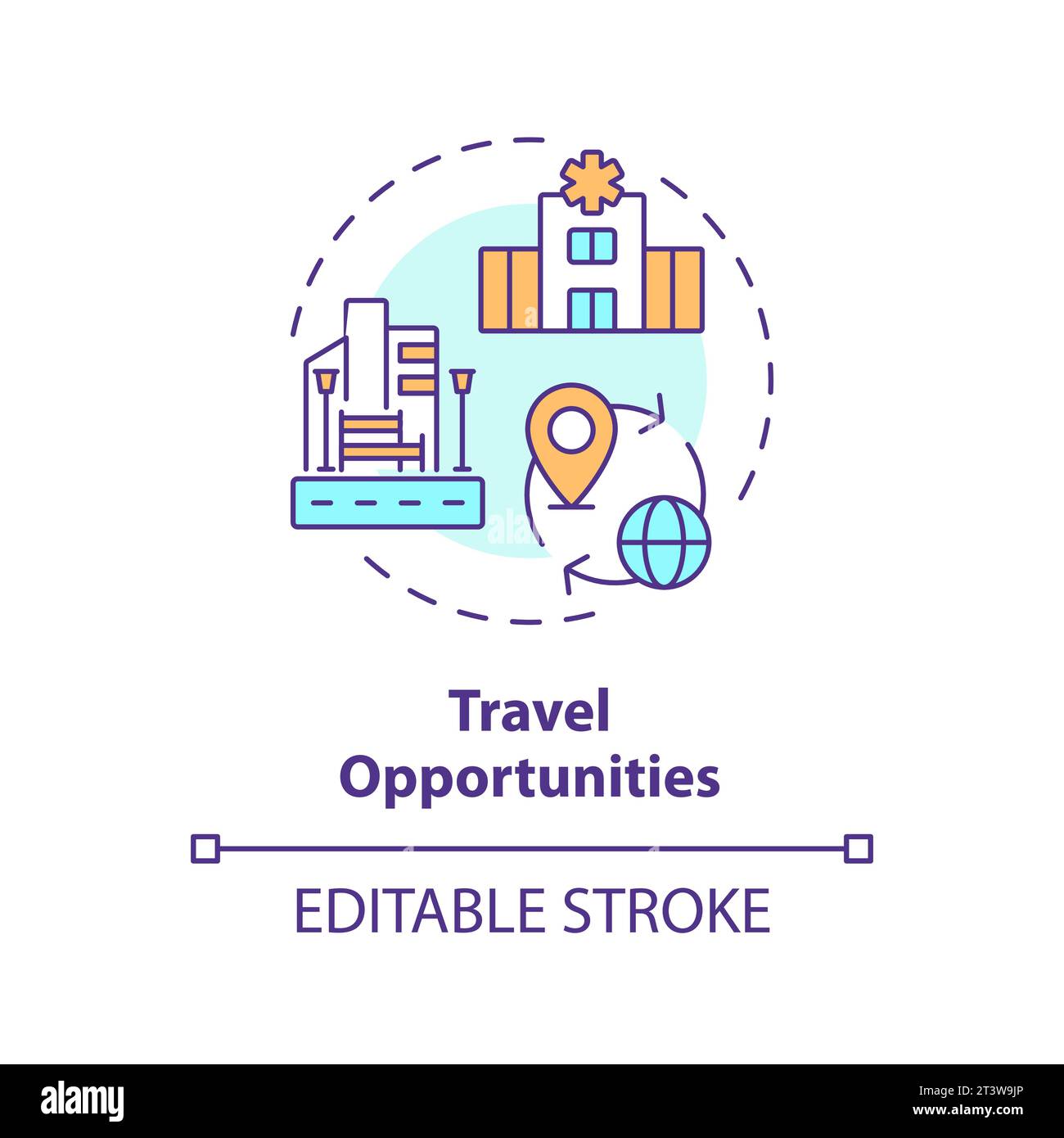 2D thin linear icon travel opportunities concept Stock Vector Image ...
