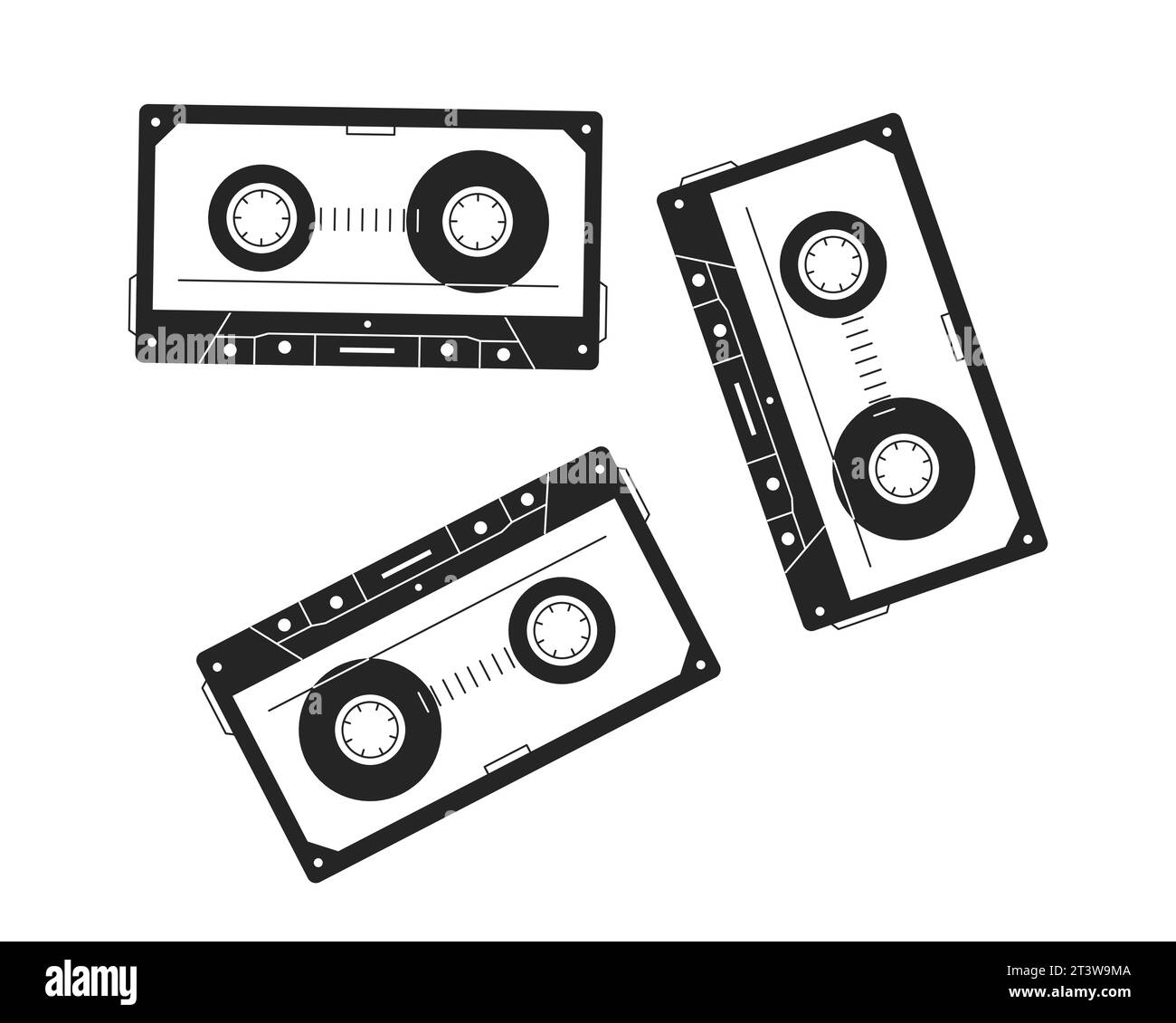 Old cassette tapes black and white 2D line cartoon object Stock Vector ...