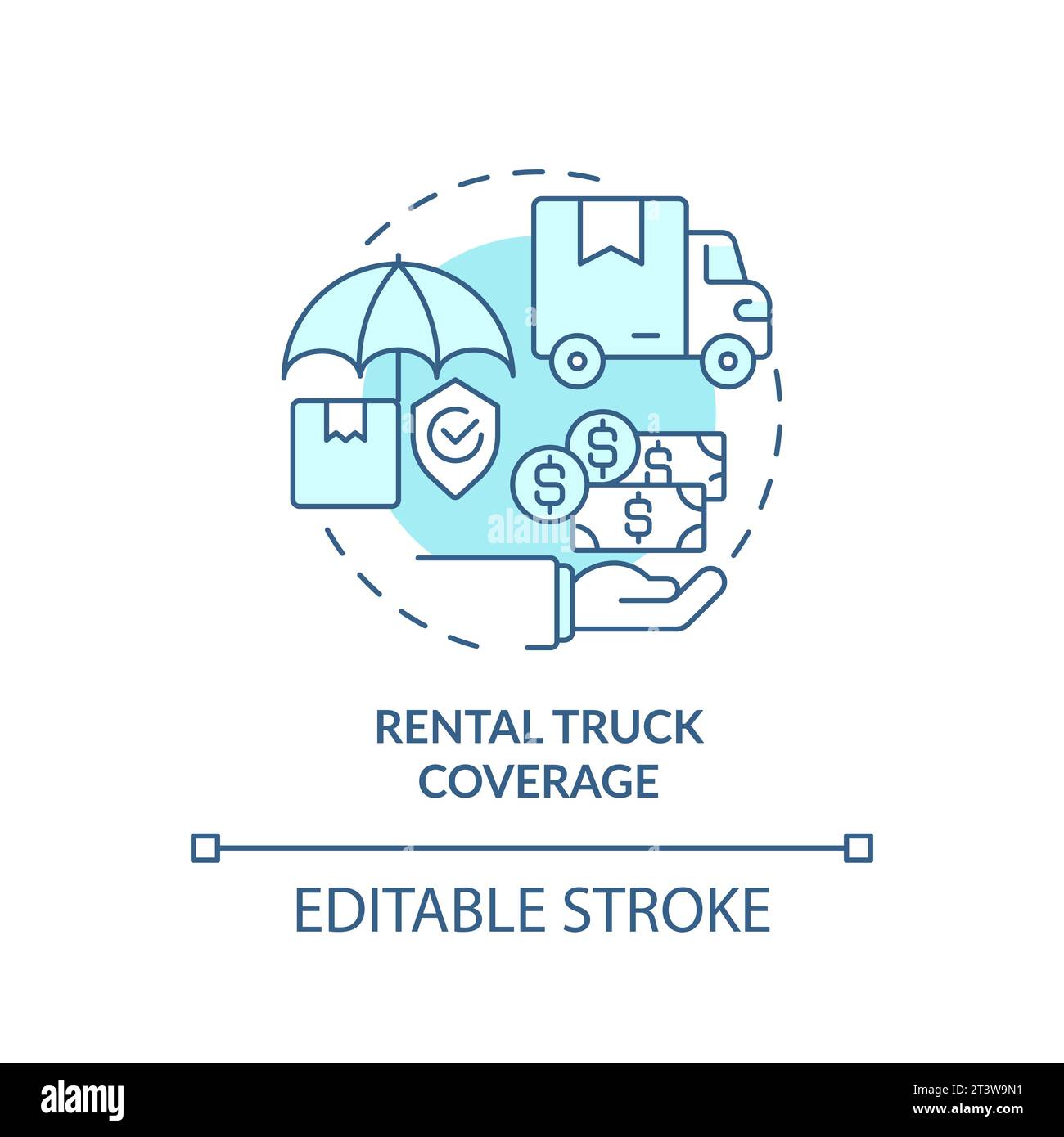 2D simple thin linear blue rental truck coverage icon Stock Vector ...