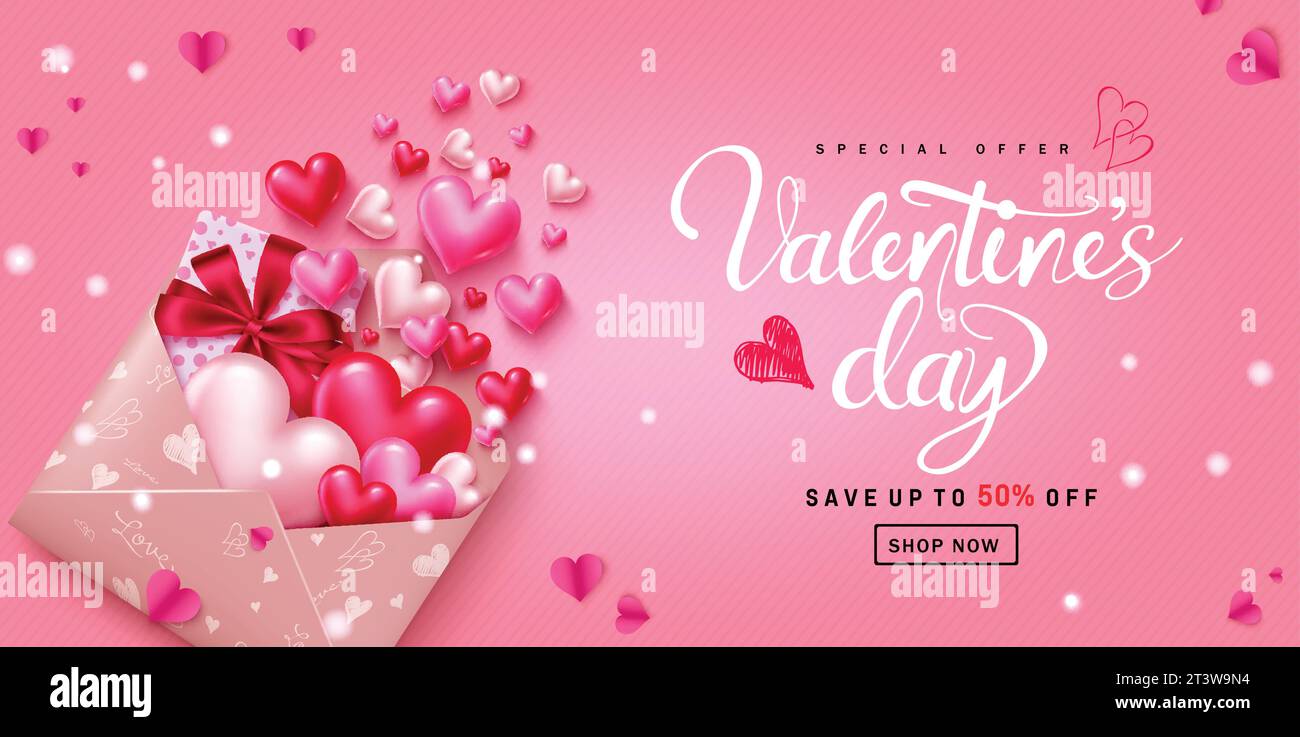 Valentine's day sale text vector banner. Valentine's day special offer ...