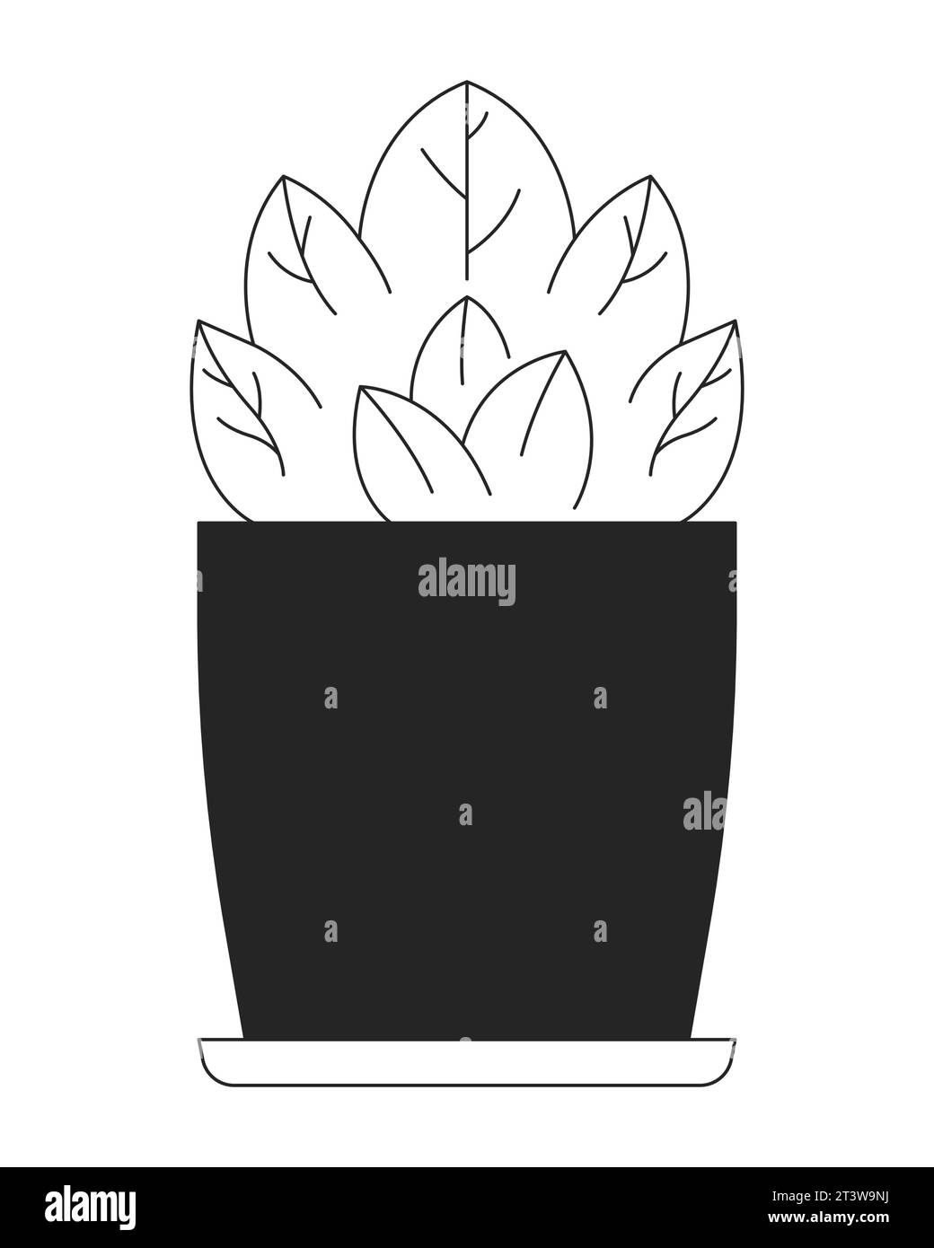 Small shrub potted black and white 2D line cartoon object Stock Vector ...