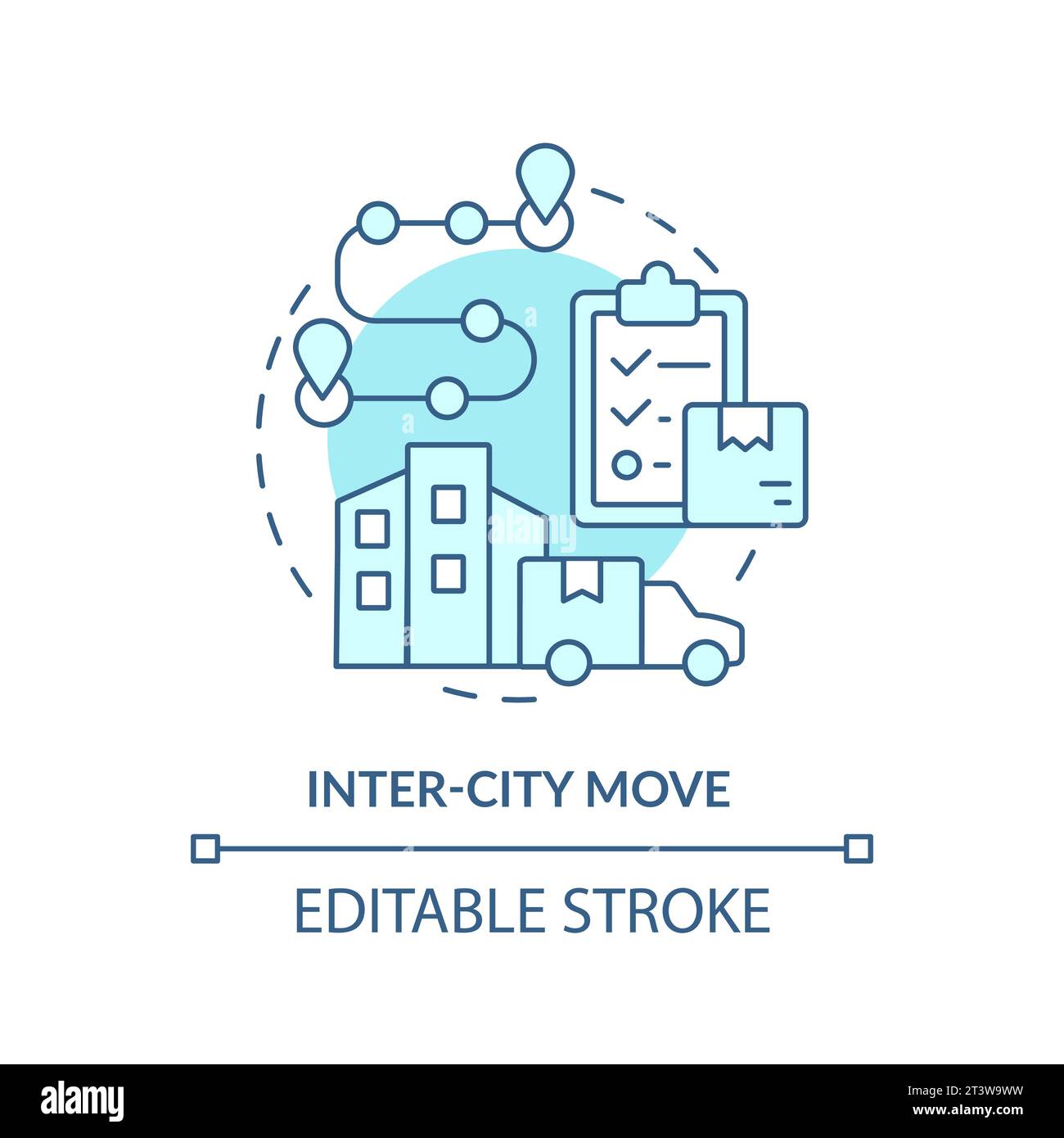 2D simple thin linear blue inter city move icon Stock Vector Image ...