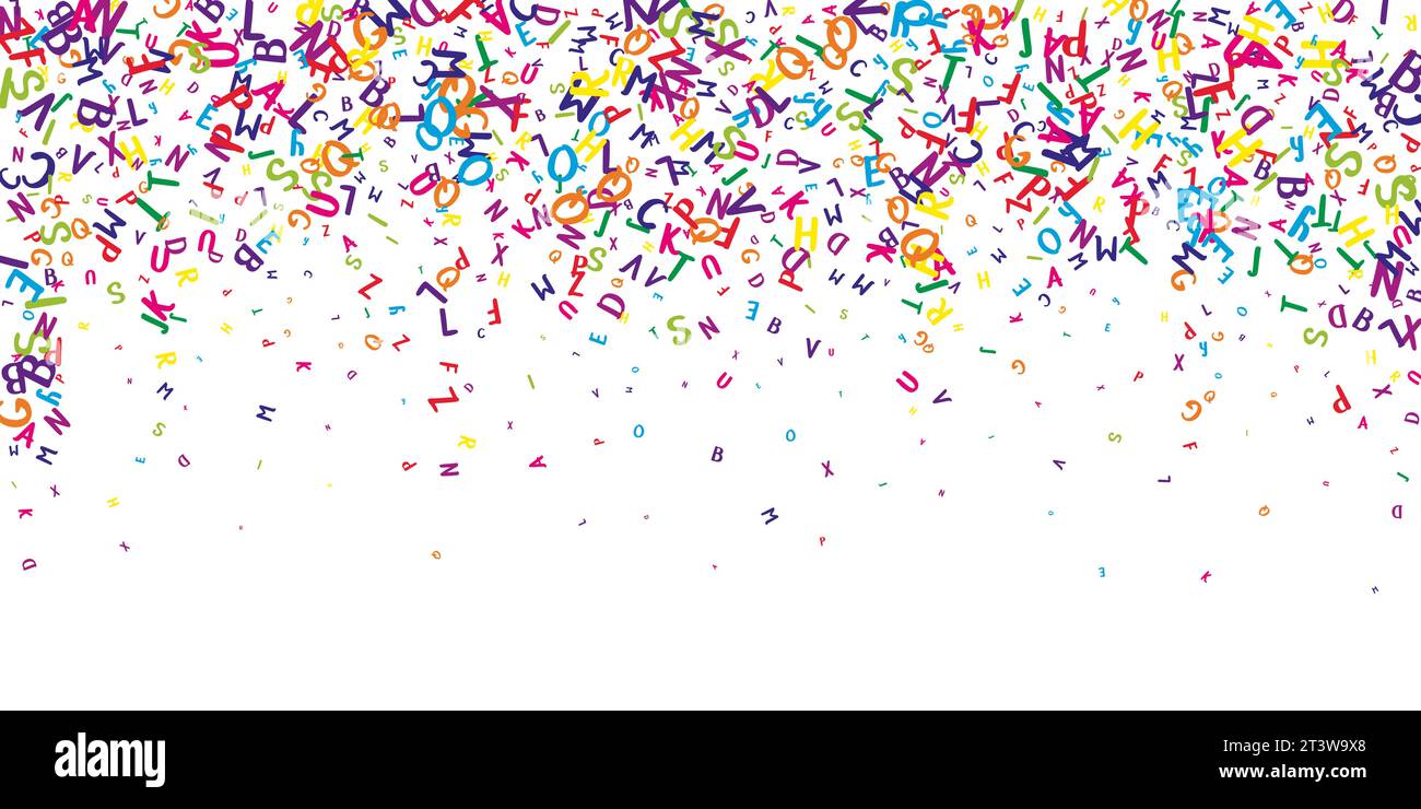 Scattered letters of latin alphabet. Colorful childish floating ...